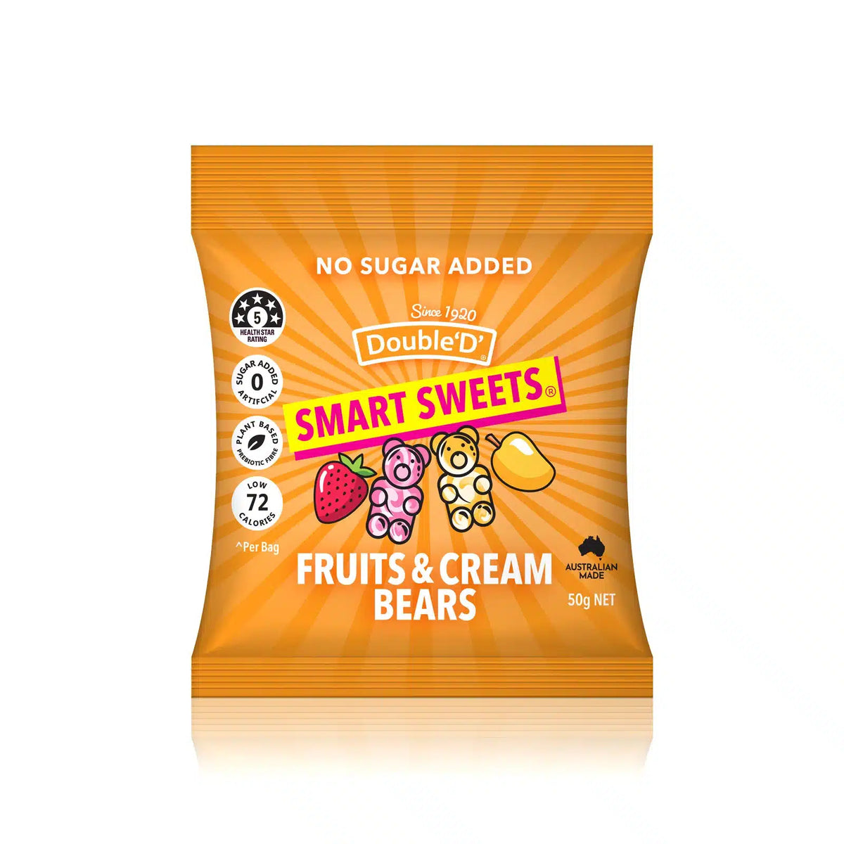 Double D Smart Sweets Fruits & Cream Gummy Bears 50g | Vegan District ...